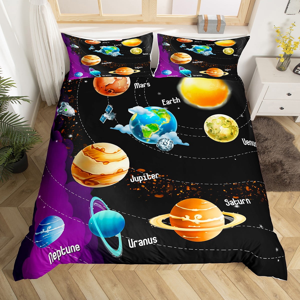 Universe Room Decor Duvet Cover King Size Outer Space Bedding Set for ...