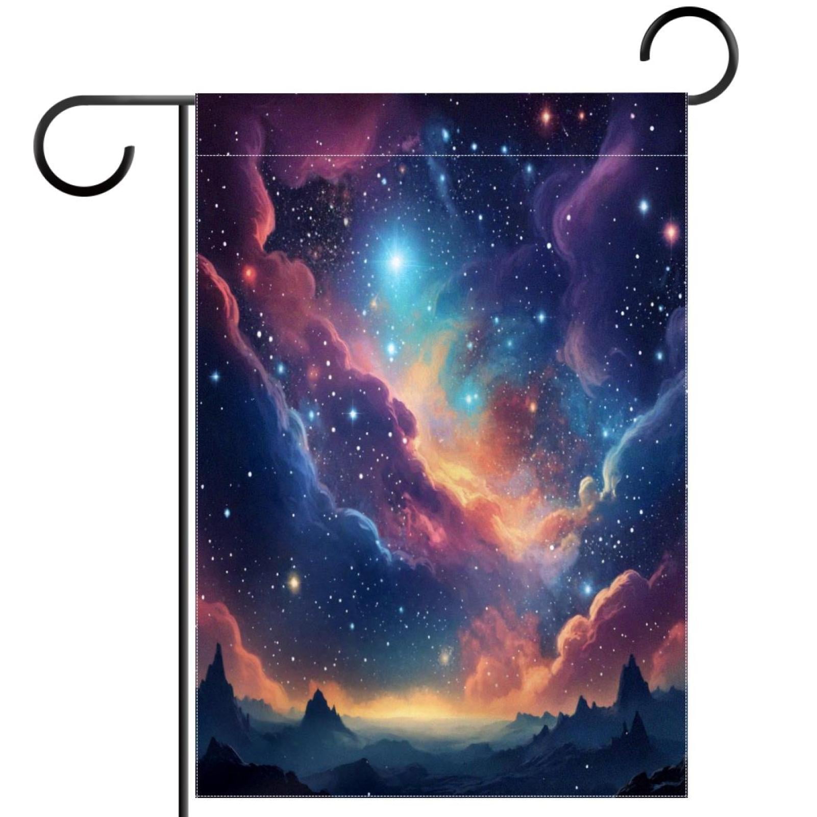 Universe Space Galaxy Nebula Starry Print Art Polyester Garden Flag ...