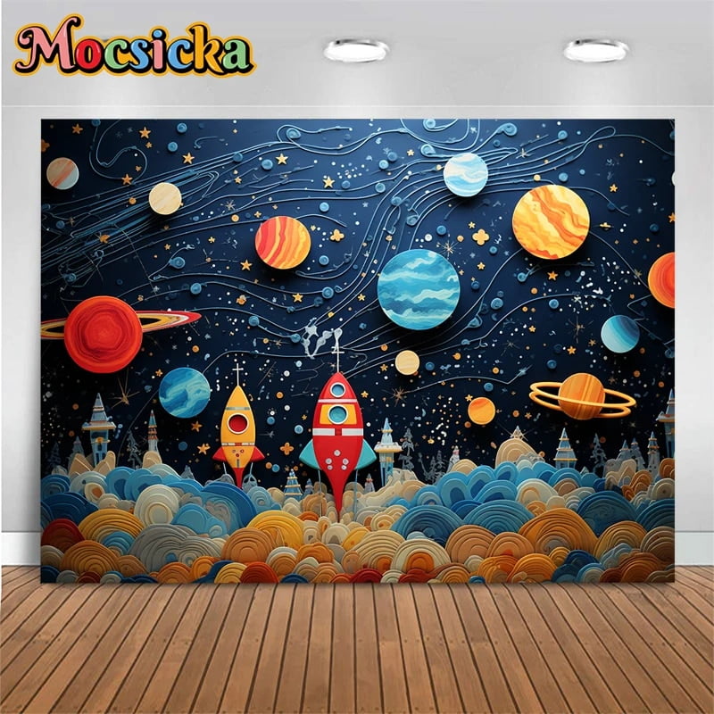 Universe Space Rocket Background Photography Cartoon Spaceship Mars ...