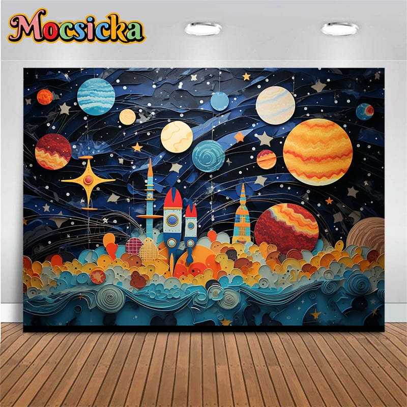 Universe Space Rocket Background Photography Cartoon Spaceship Mars ...
