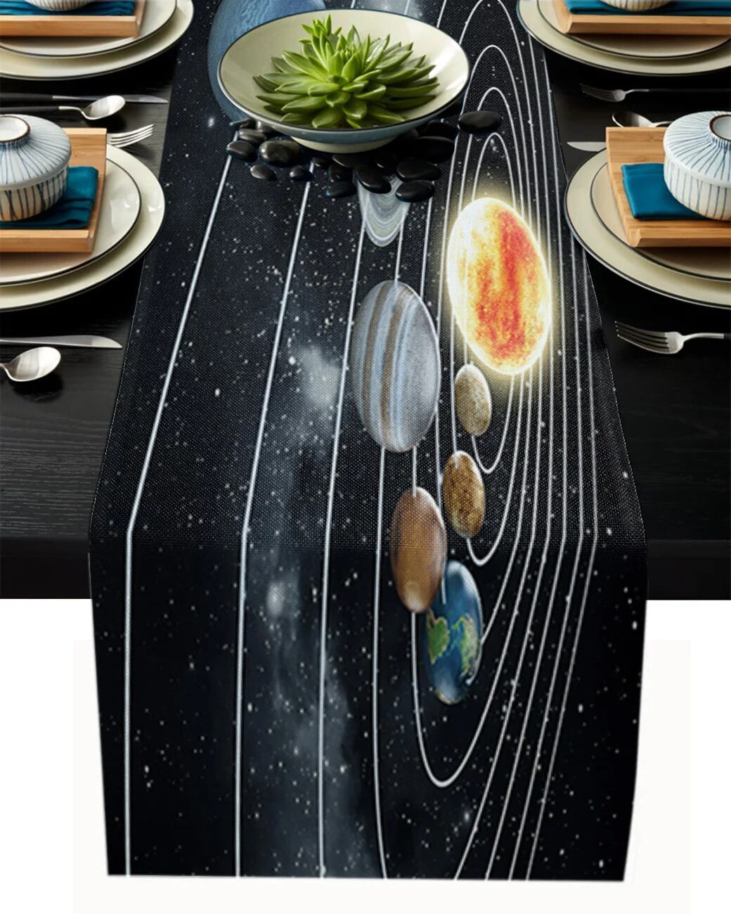 Universe Star Planet Table Runner for Dining Table Wedding Party Decor Table Cover Christmas ...