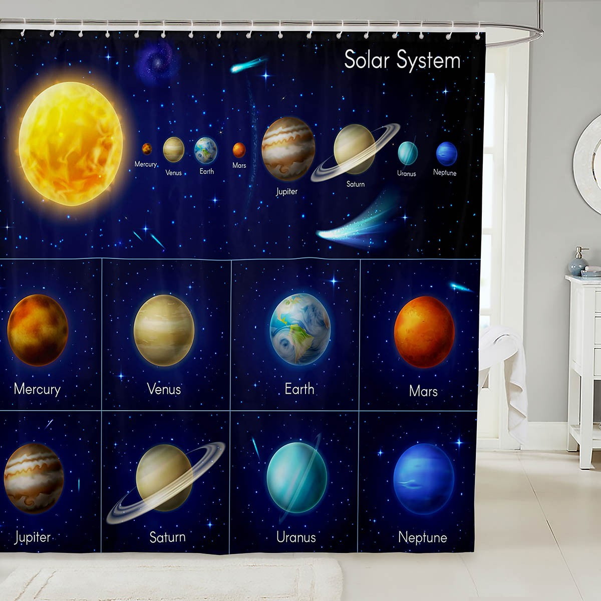 Universe Themed Bath Curtain Space Shower Curtain Outer Space Bathroom ...