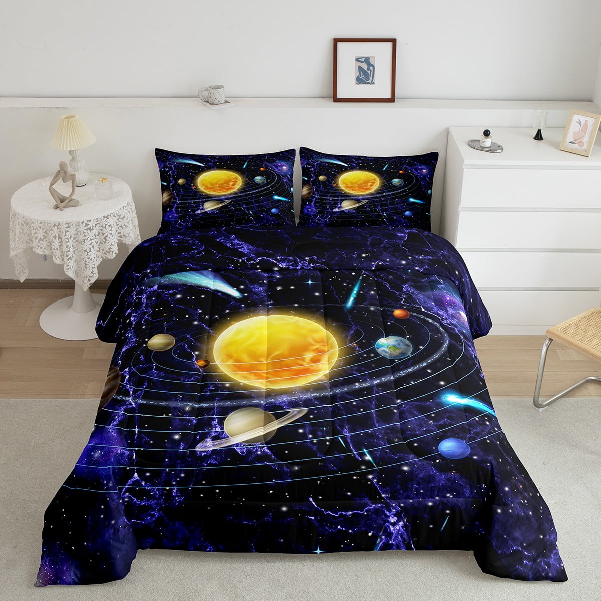 Universe Themed Bedding Set Outer Space Twin Comforter Set Solar System ...