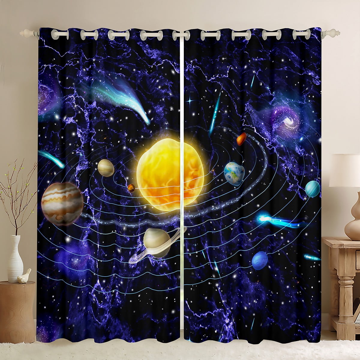 Universe Themed Curtains Outer Space Blackout Curtains Solar System ...