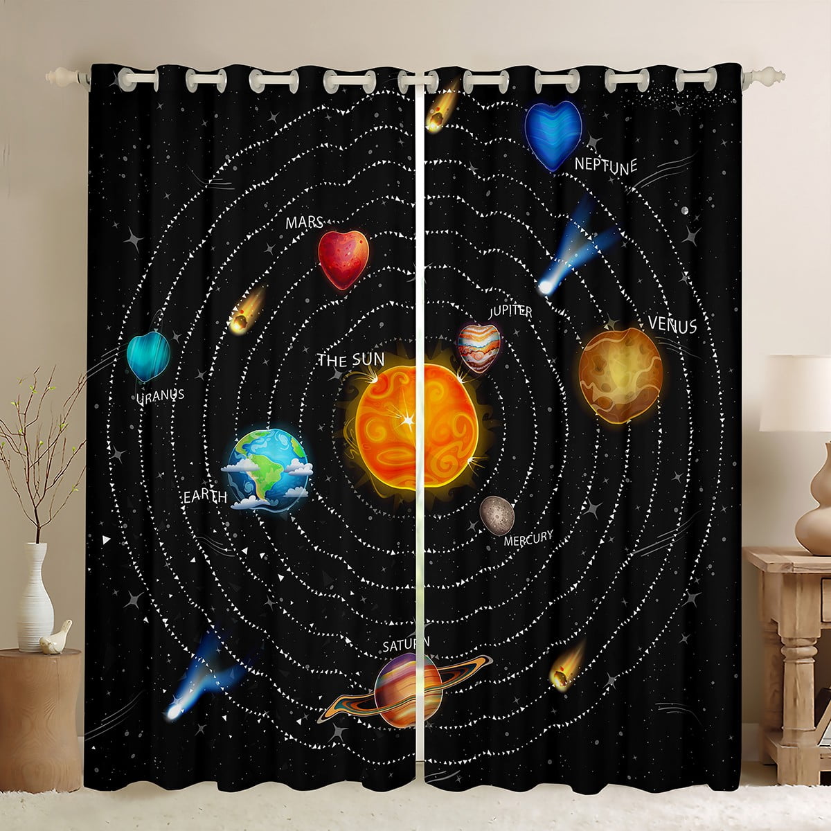 Universe Themed Decor 30%-50% Blackout Curtains Outer Space Curtains ...