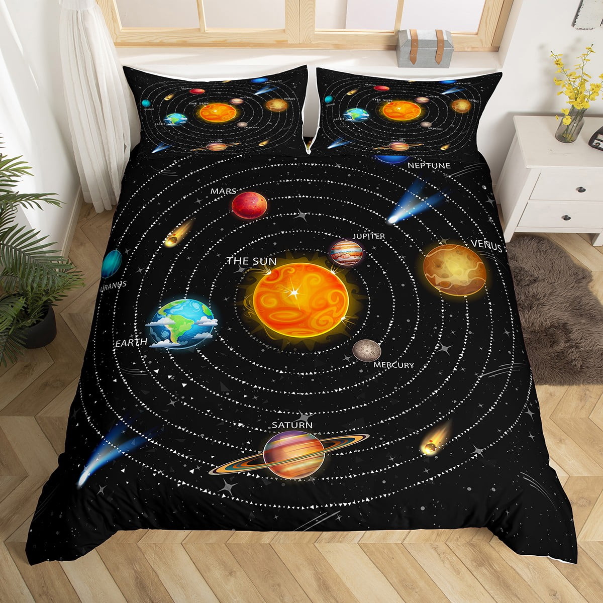 Universe Themed Decor Duvet Cover Outer Space Bedding Set Twin Size ...