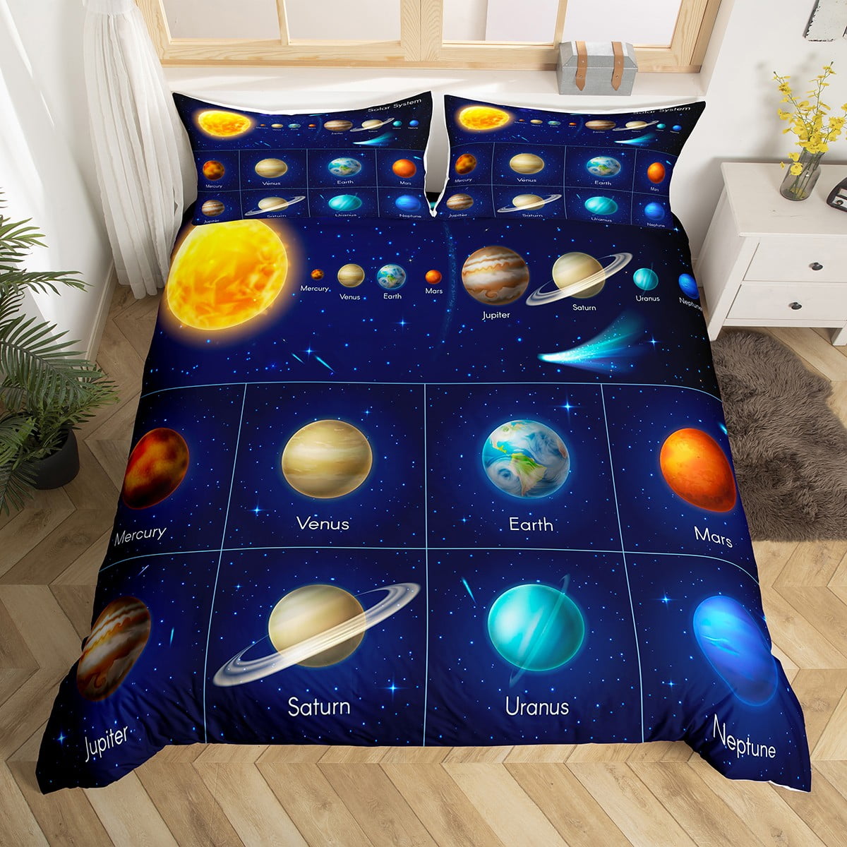 Universe Themed Duvet Cover Twin Space Bedding Set for Boys Girls Outer ...