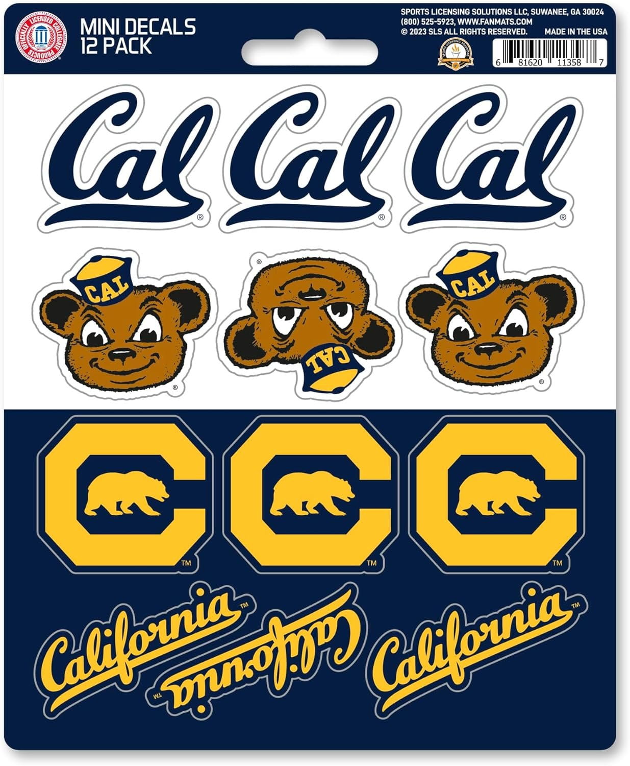 University of California Berkley Cal Bears 12-Piece Mini Decal Sticker ...