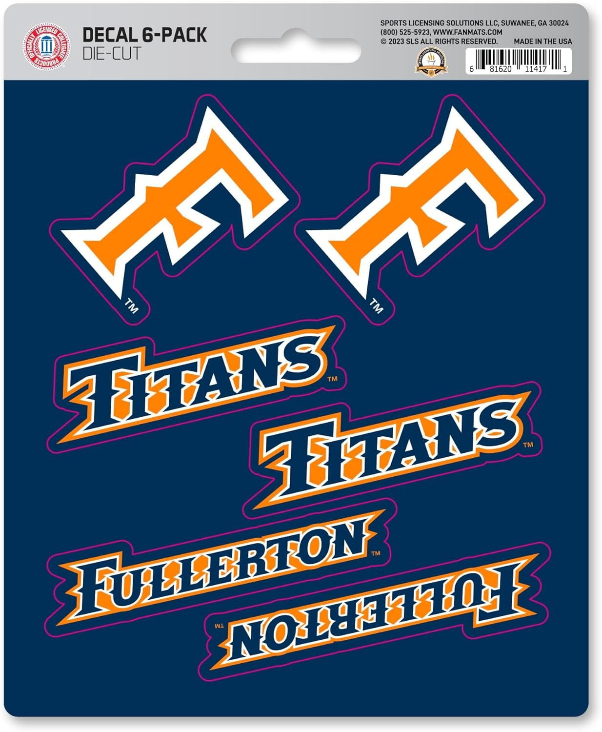University of California Fullerton Titans 6-Piece Decal Sticker Set ...