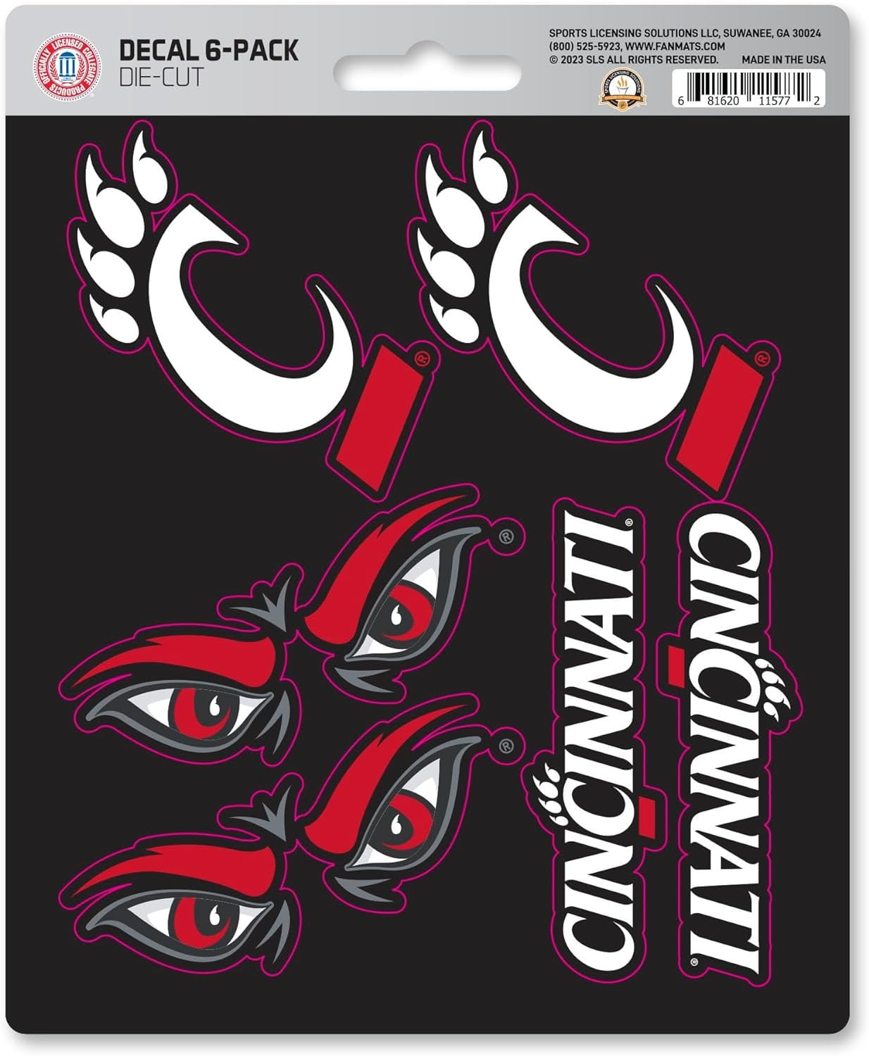 University of Cincinnati Bearcats 6-Piece Decal Sticker Set, 5x6 Inch ...
