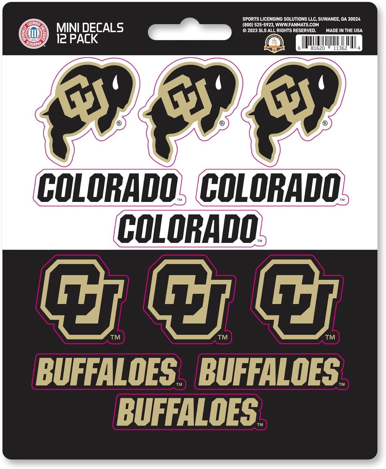 University of Colorado Buffaloes 12-Piece Mini Decal Sticker Set, 5x6 ...