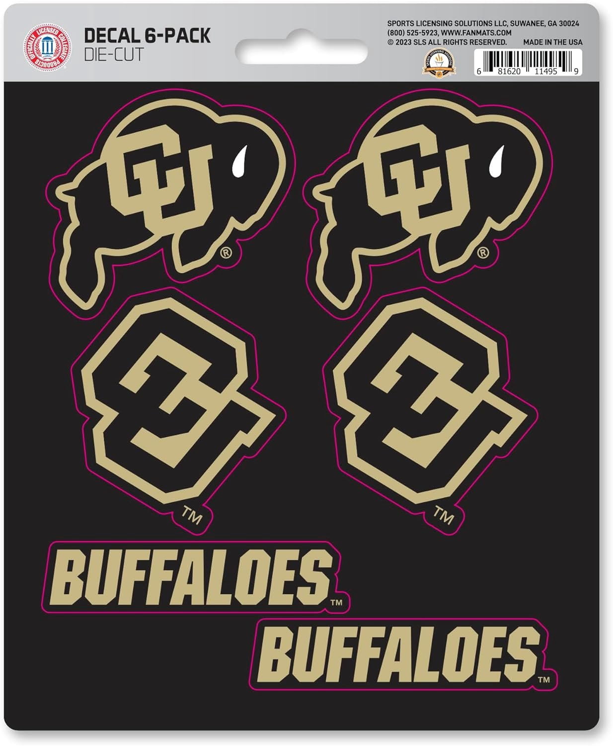 University of Colorado Buffaloes 6-Piece Decal Sticker Set, 5x6 Inch ...
