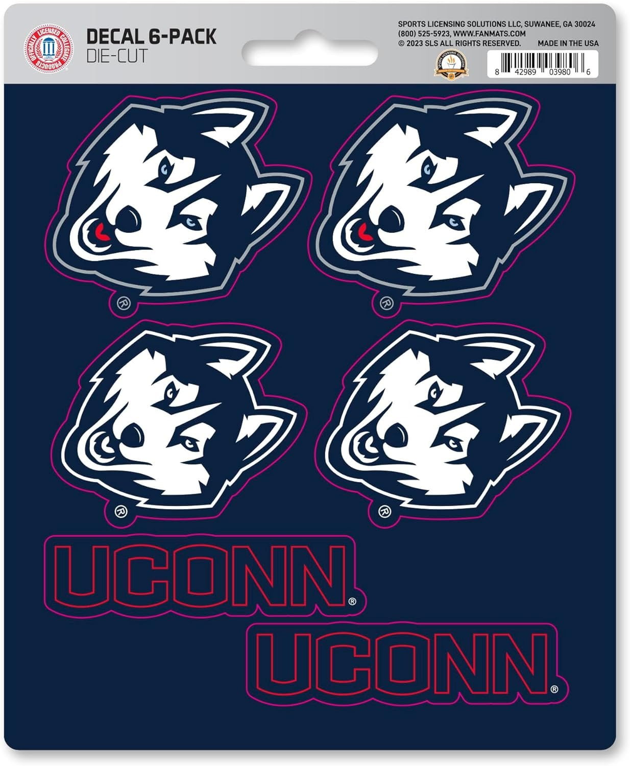 University of Connecticut Huskies 6-Piece Decal Sticker Set, 5x6 Inch ...