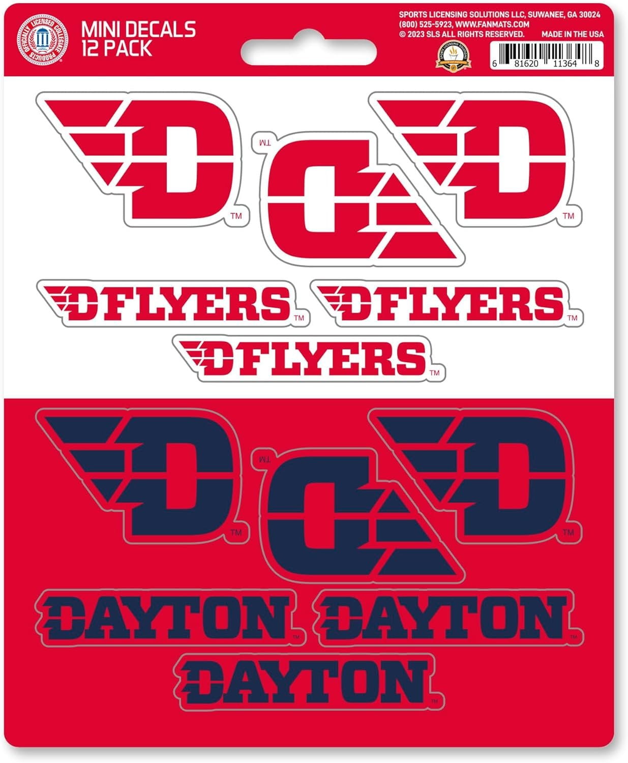 University of Dayton Flyers 12-Piece Mini Decal Sticker Set, 5x6 Inch ...