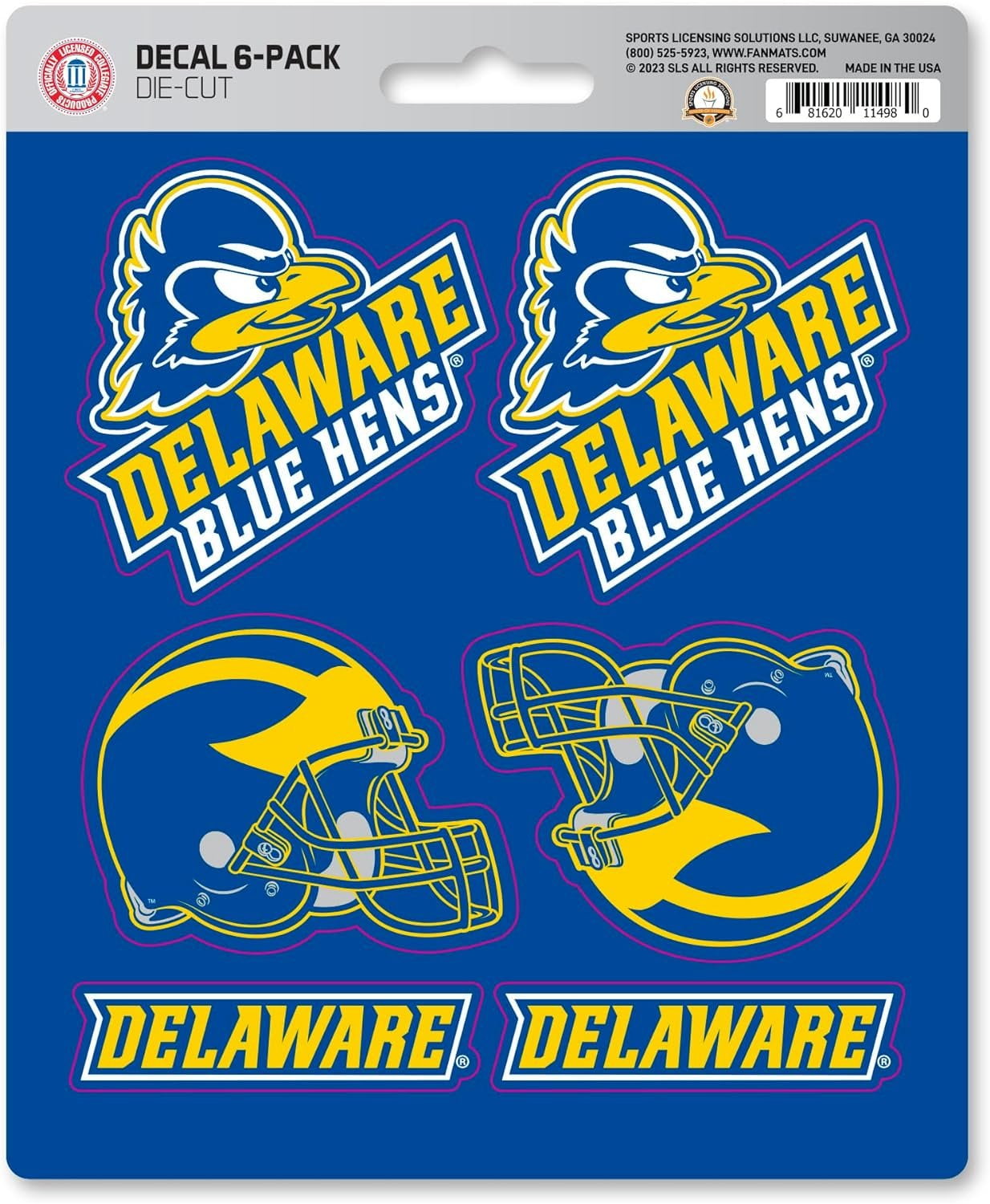 University of Delaware Blue Hens 6-Piece Decal Sticker Set, 5x6 Inch ...