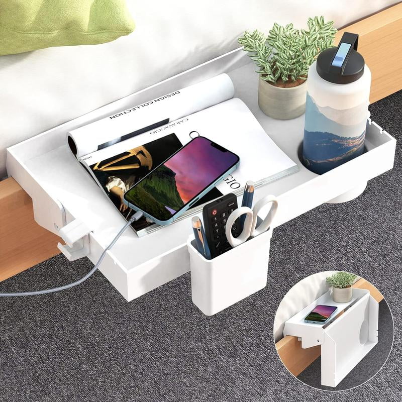 University Dorm Bedside Table with Drawer & Shelf Clips - Compact ...