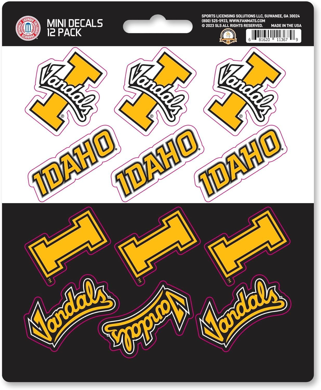 University of Idaho Vandals 12-Piece Mini Decal Sticker Set, 5x6 Inch ...
