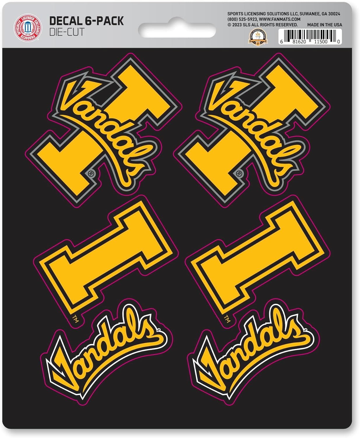 University of Idaho Vandals 6-Piece Decal Sticker Set, 5x6 Inch Sheet ...