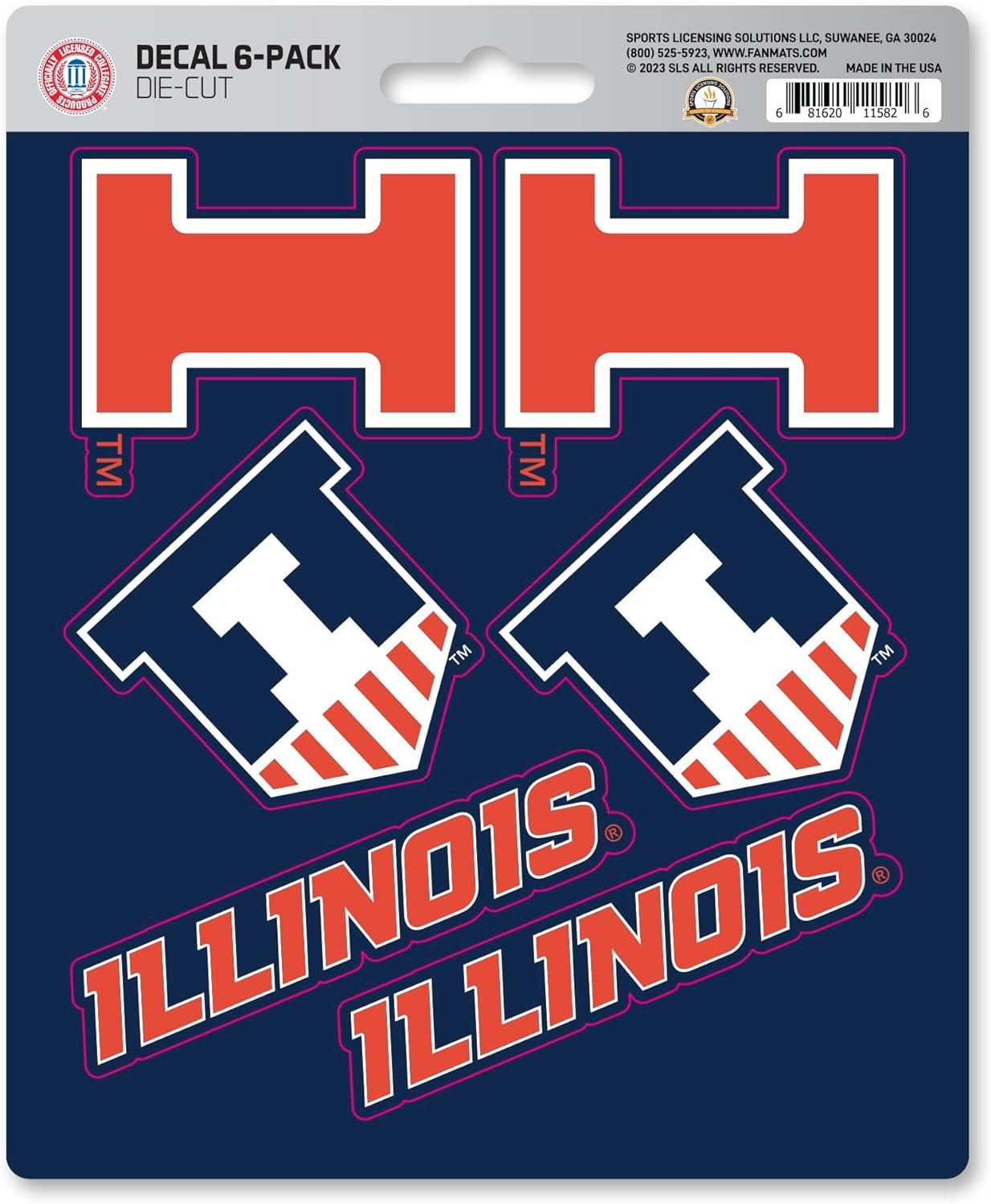 University of Illinois Illini 6-Piece Decal Sticker Set, 5x6 Inch Sheet ...