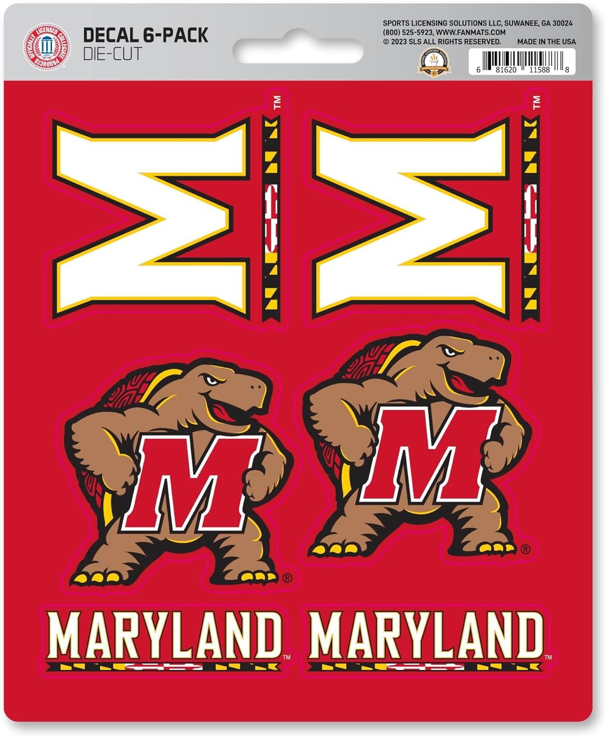 University of Maryland Terrapins 6-Piece Decal Sticker Set, 5x6 Inch ...
