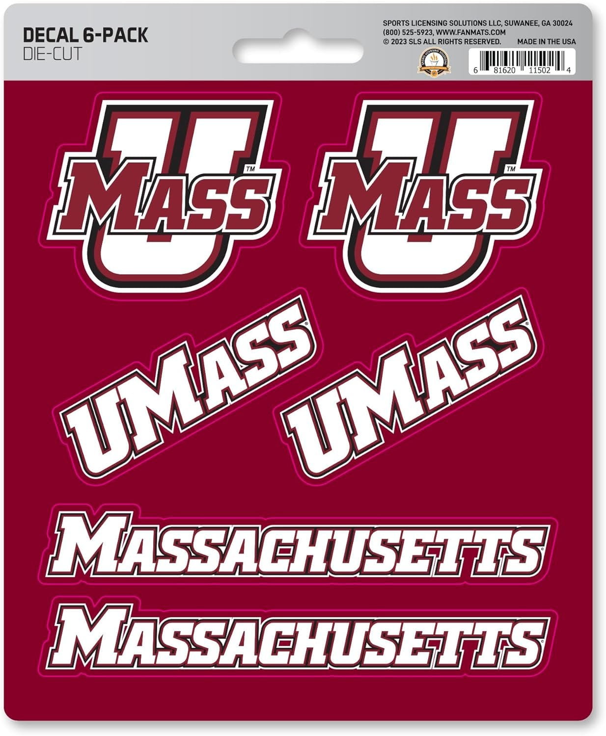 University of Massachusettes Umass Minutemen 6-Piece Decal Sticker Set ...