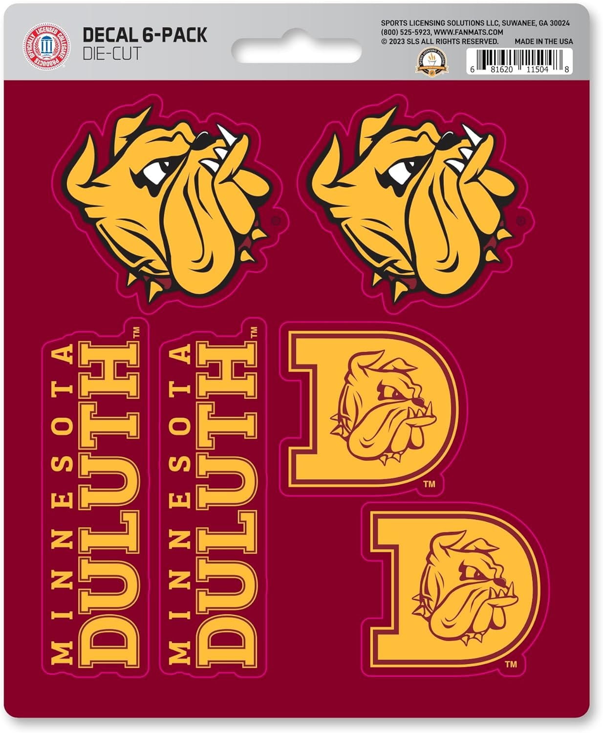 University of Minnesota Duluth Bulldogs 6-Piece Decal Sticker Set, 5x6 ...
