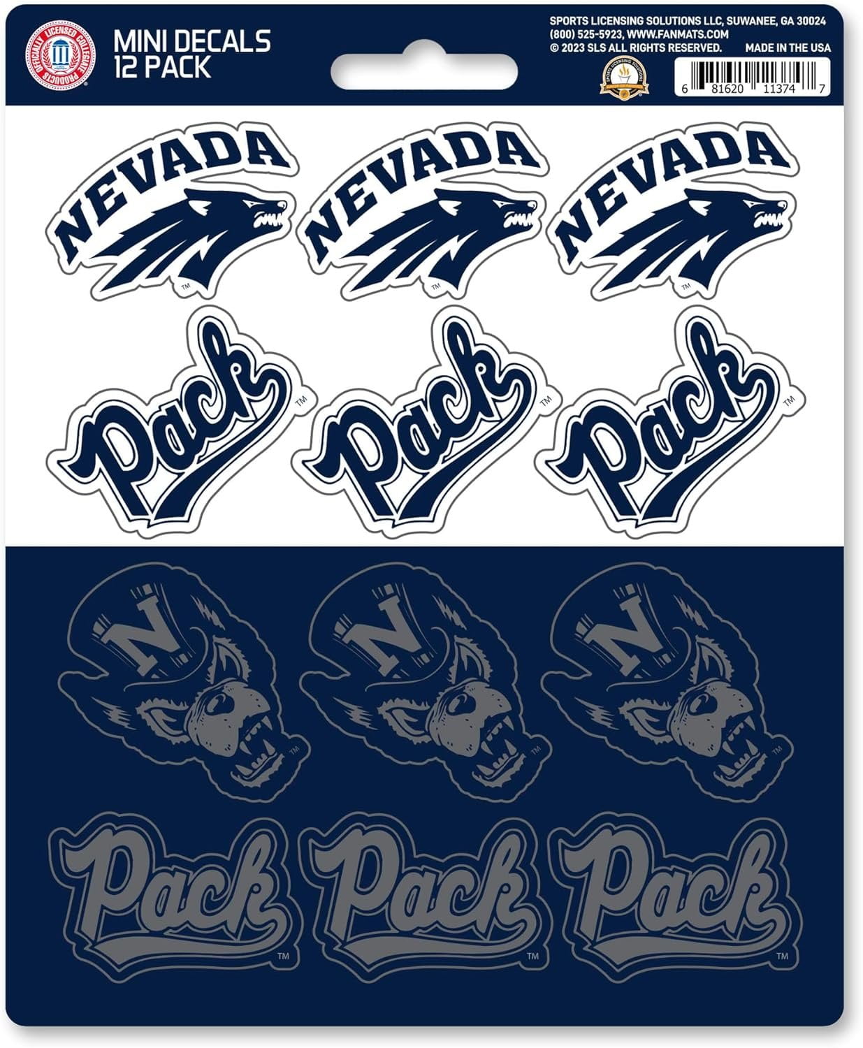 University of Nevada Wolfpack 12-Piece Mini Decal Sticker Set, 5x6 Inch ...