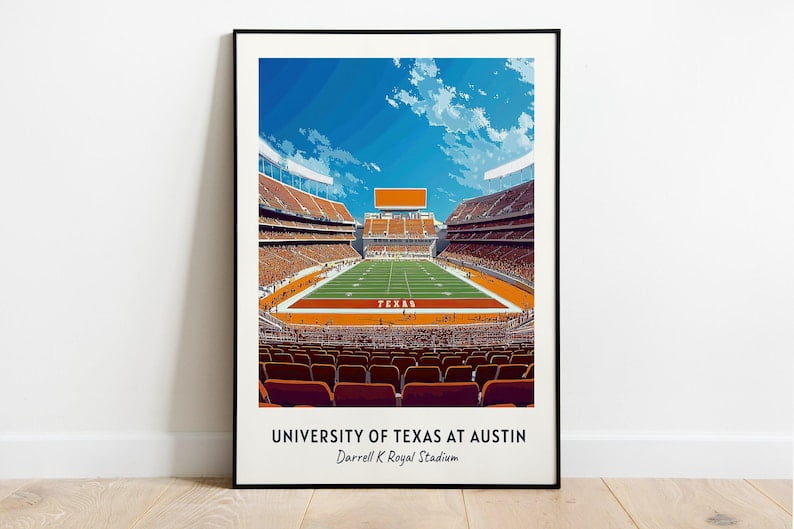 University Of Texas At Austin Stadium Print, Darrell K Royal Stadium ...
