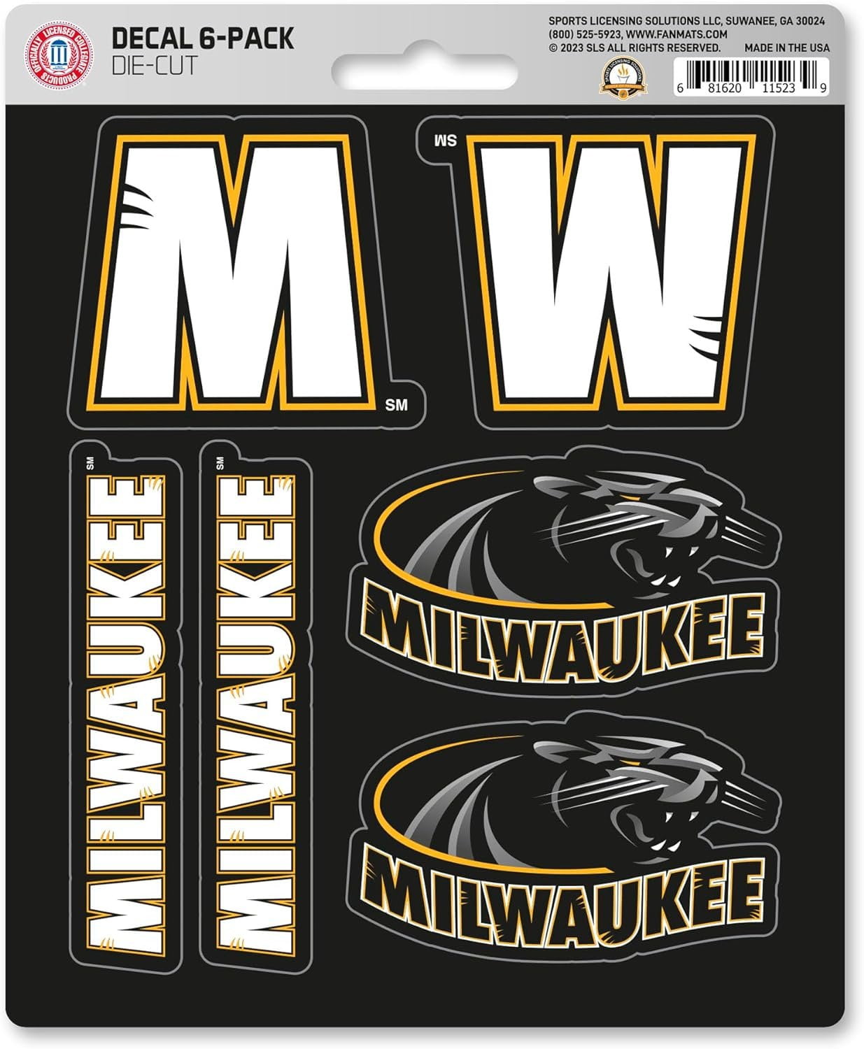 University Of Wisconsin Milwaukee Panthers 6-Piece Decal Sticker Set ...