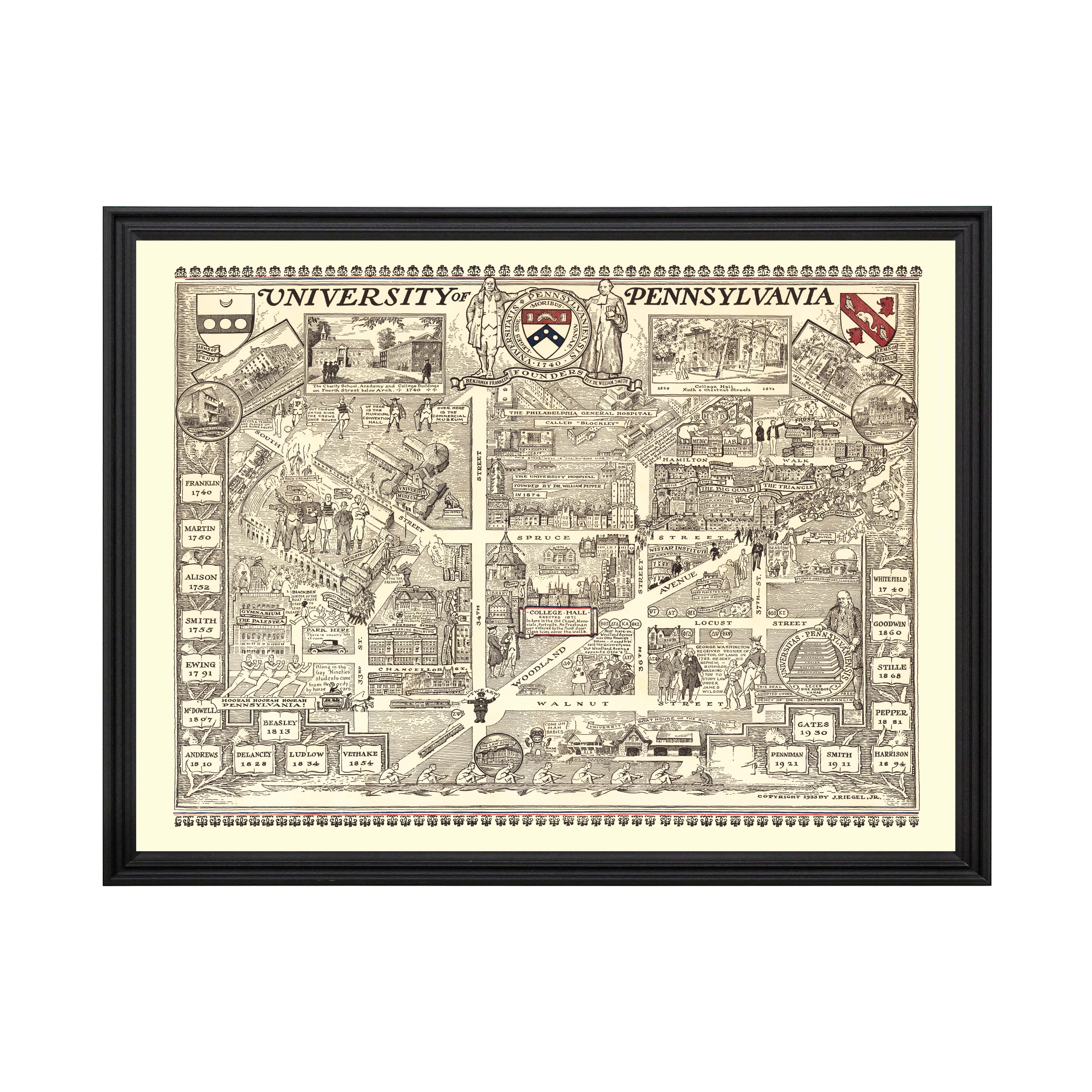 University of Pennsylvania Art, 1933 Vintage Map of University of ...