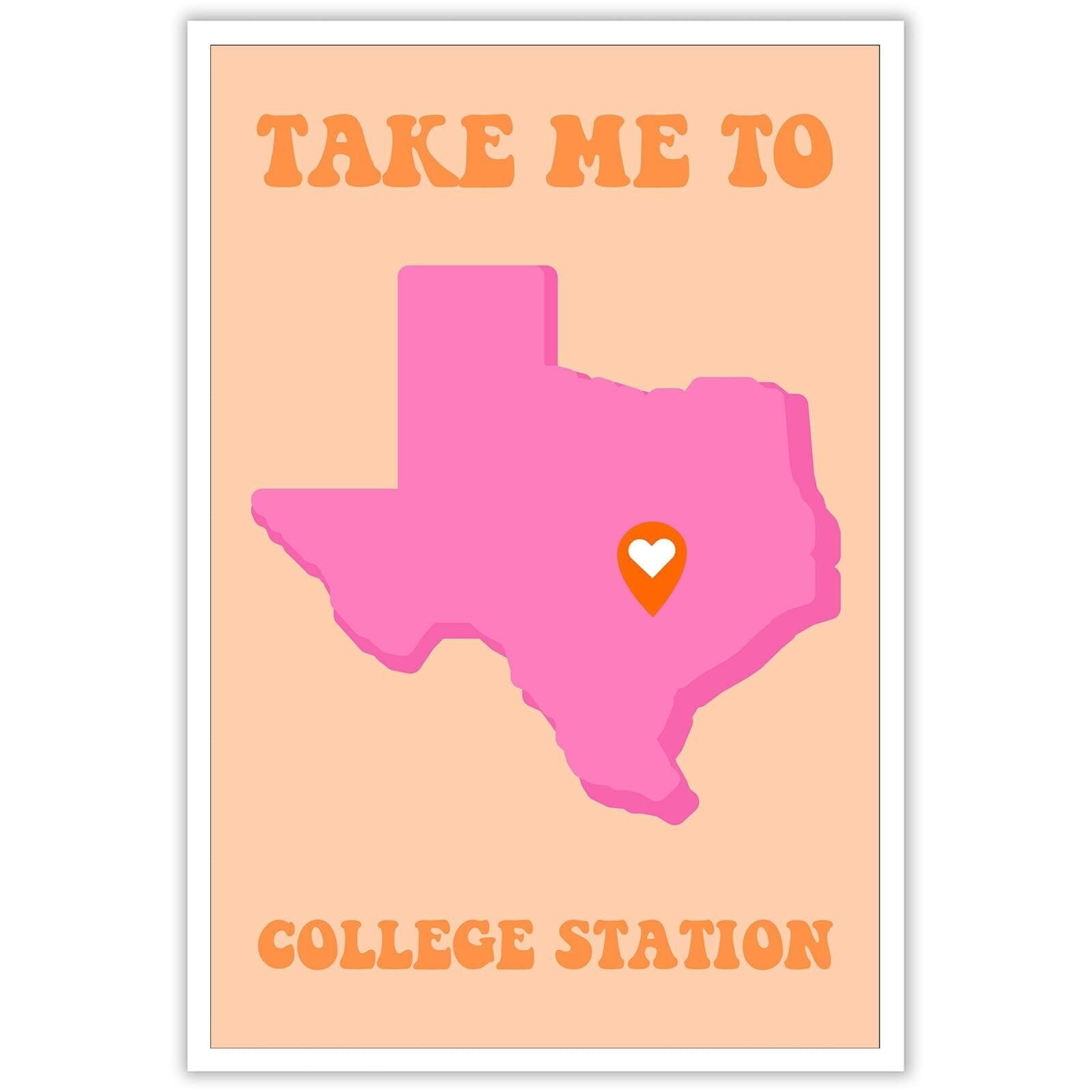 University Pink Prints Trendy Preppy Orange And Pink Hearts Poster Room ...