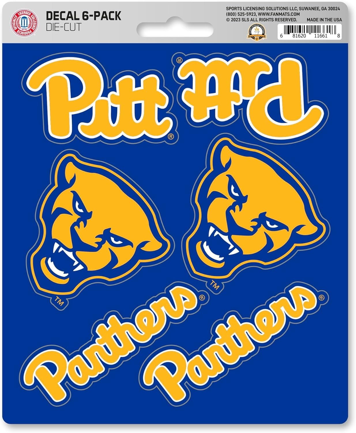 University of Pittsburgh Panthers 6-Piece Decal Sticker Set, 5x6 Inch ...