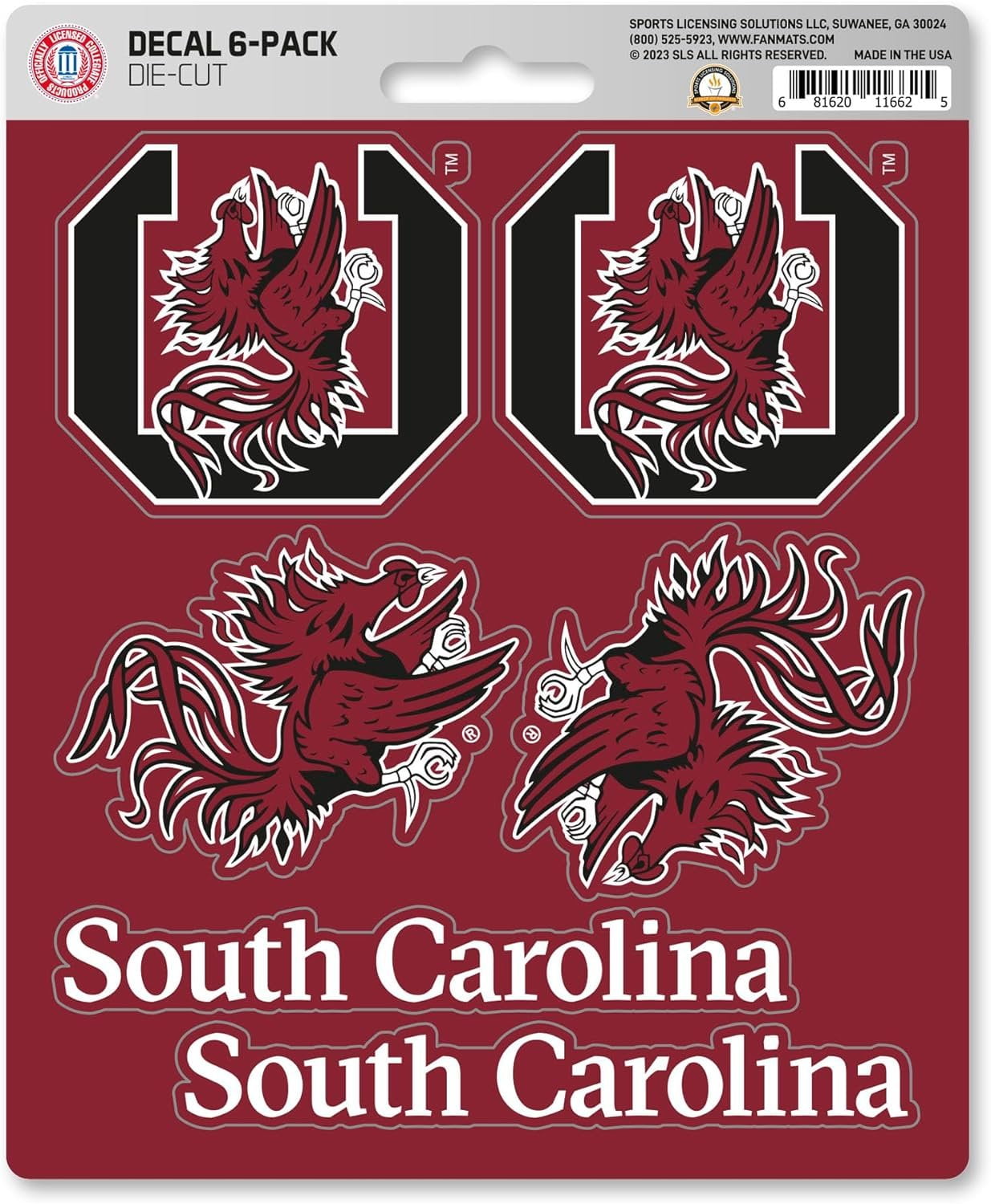 University of South Carolina Gamecocks 6-Piece Decal Sticker Set, 5x6 ...