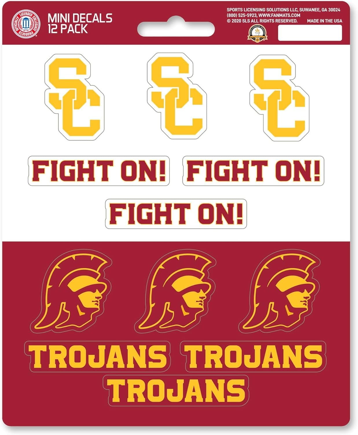 University of Southern California USC Trojans 12-Piece Mini Decal Sticker Set, 5x6 Inch Sheet ...