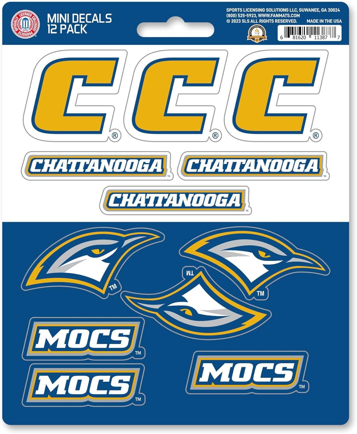 University Tennessee Chattanooga Mocs 12-Piece Mini Decal Sticker Set ...