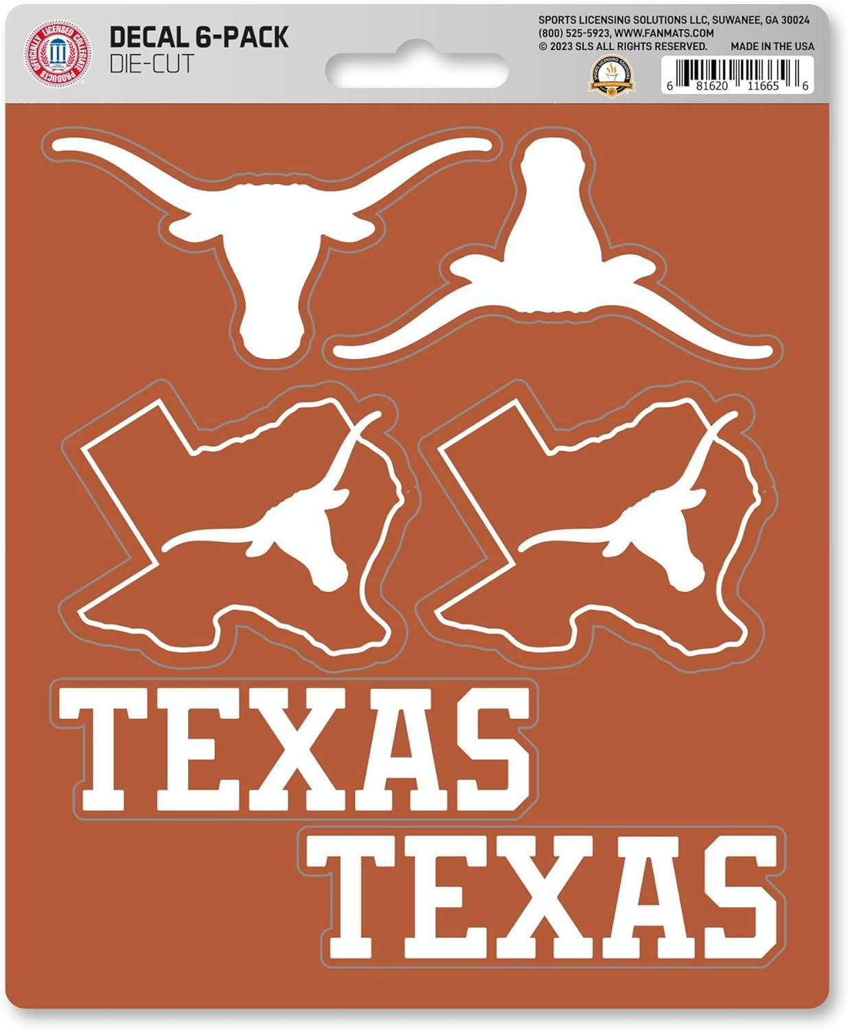 University of Texas Longhorns 6-Piece Decal Sticker Set, 5x6 Inch Sheet ...