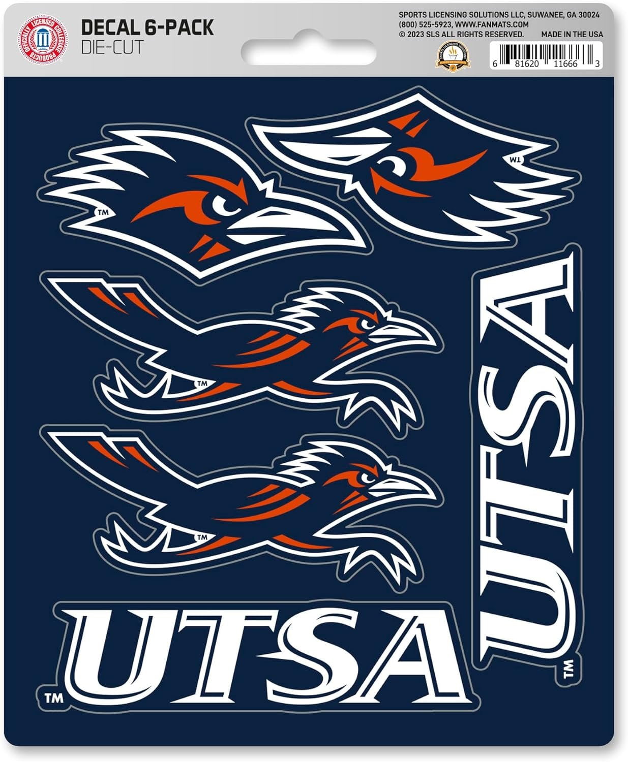 University of Texas San Antonio UTSA Roadrunners 6-Piece Decal Sticker ...