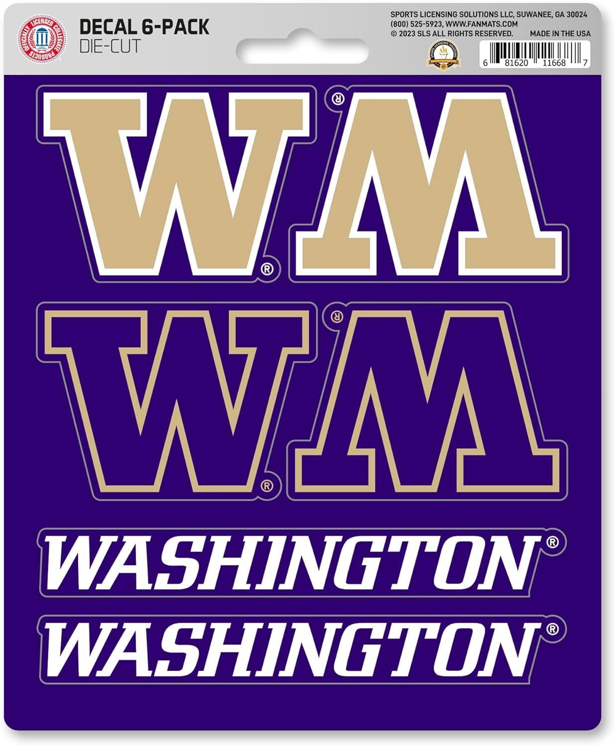 University of Washington Huskies 6-Piece Decal Sticker Set, 5x6 Inch ...