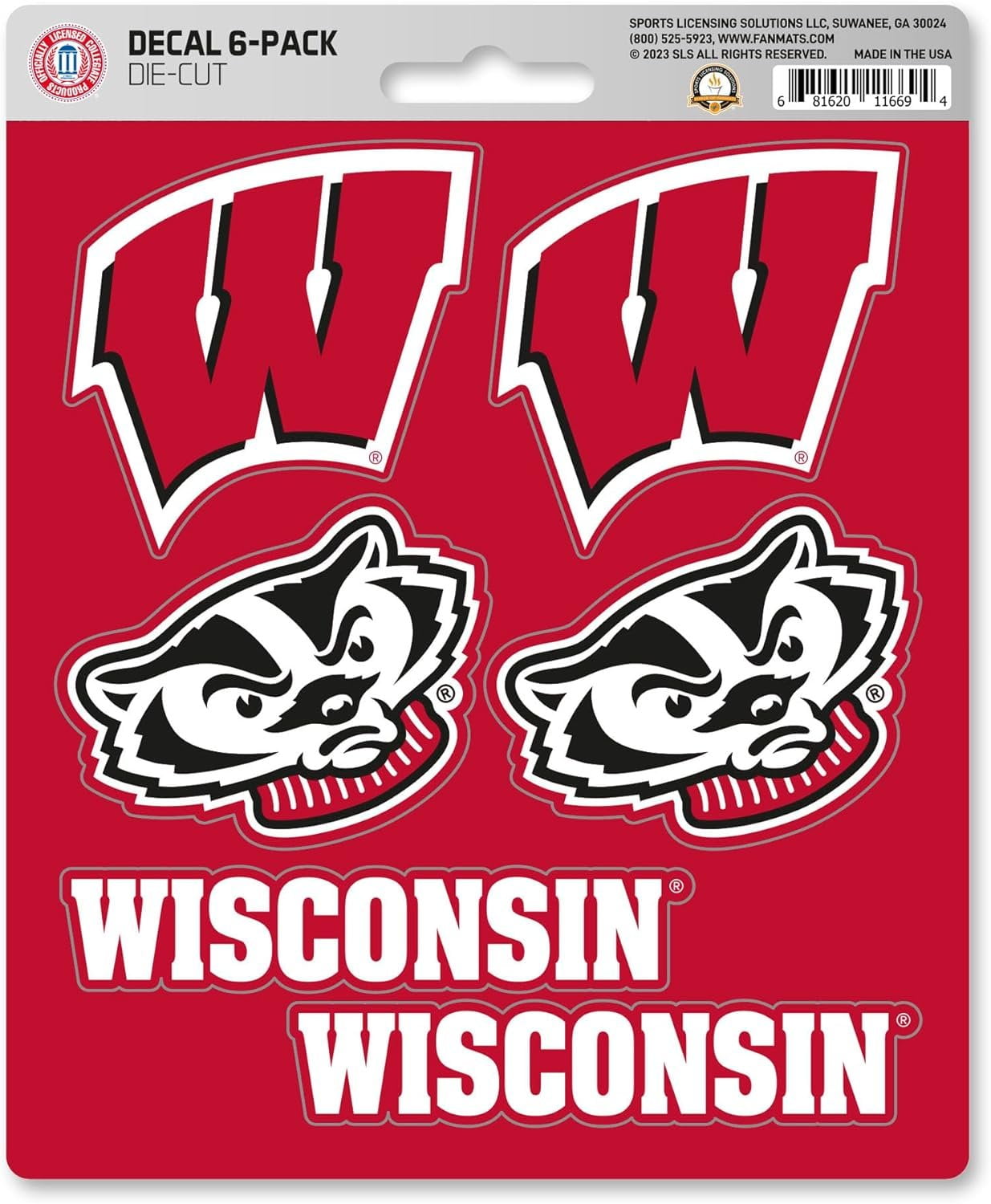 University of Wisconsin Badgers 6-Piece Decal Sticker Set, 5x6 Inch ...