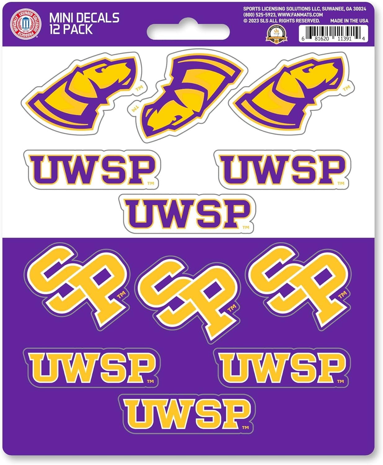 University of Wisconsin Stevens Point Pointers 12-Piece Mini Decal ...
