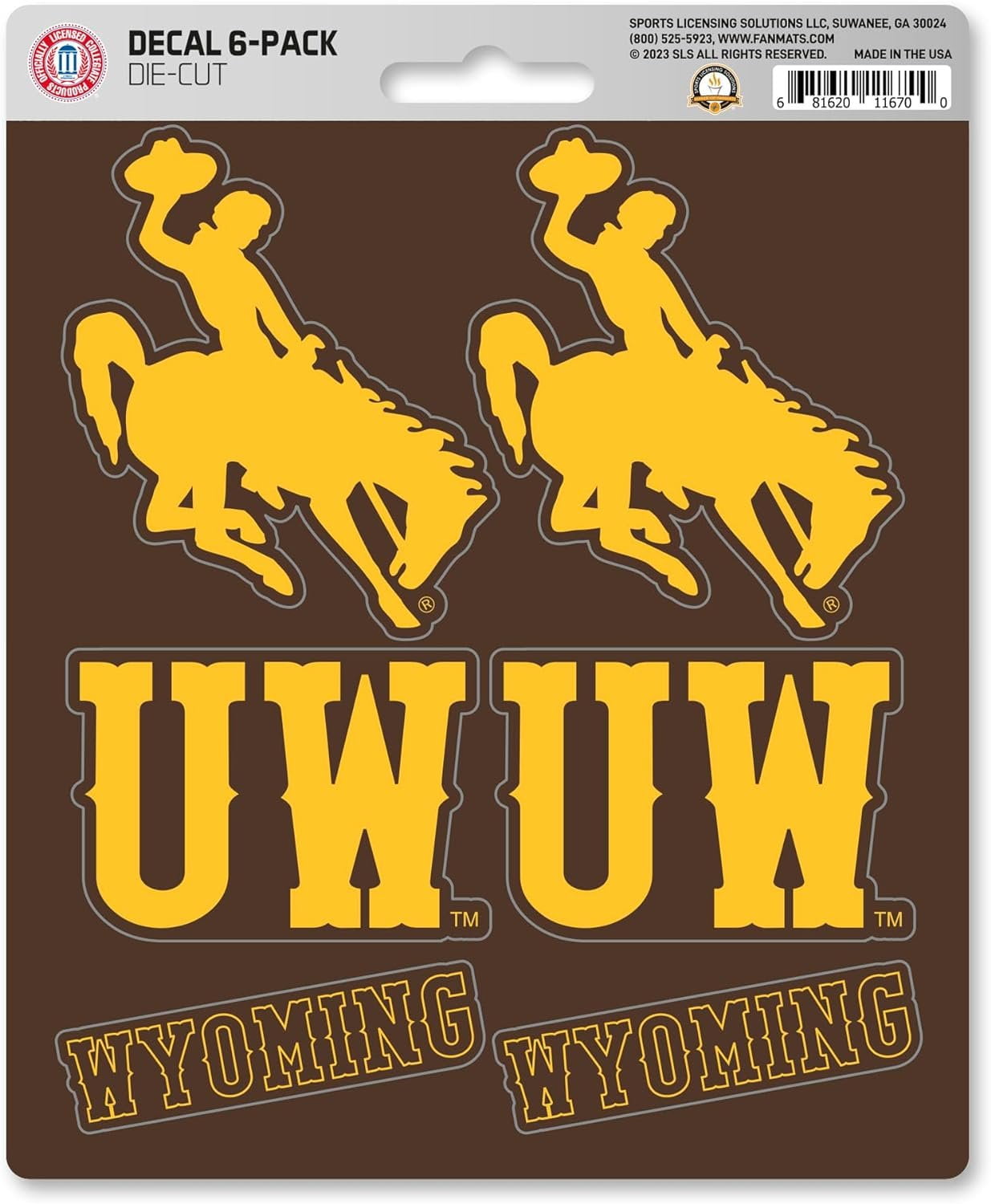 University of Wyoming Cowboys 6-Piece Decal Sticker Set, 5x6 Inch Sheet ...
