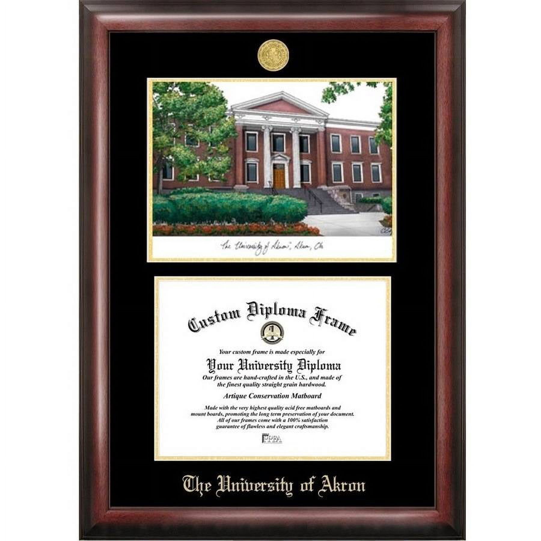 University of Akron 8.5" x 11" Gold Embossed Diploma Frame with Campus ...