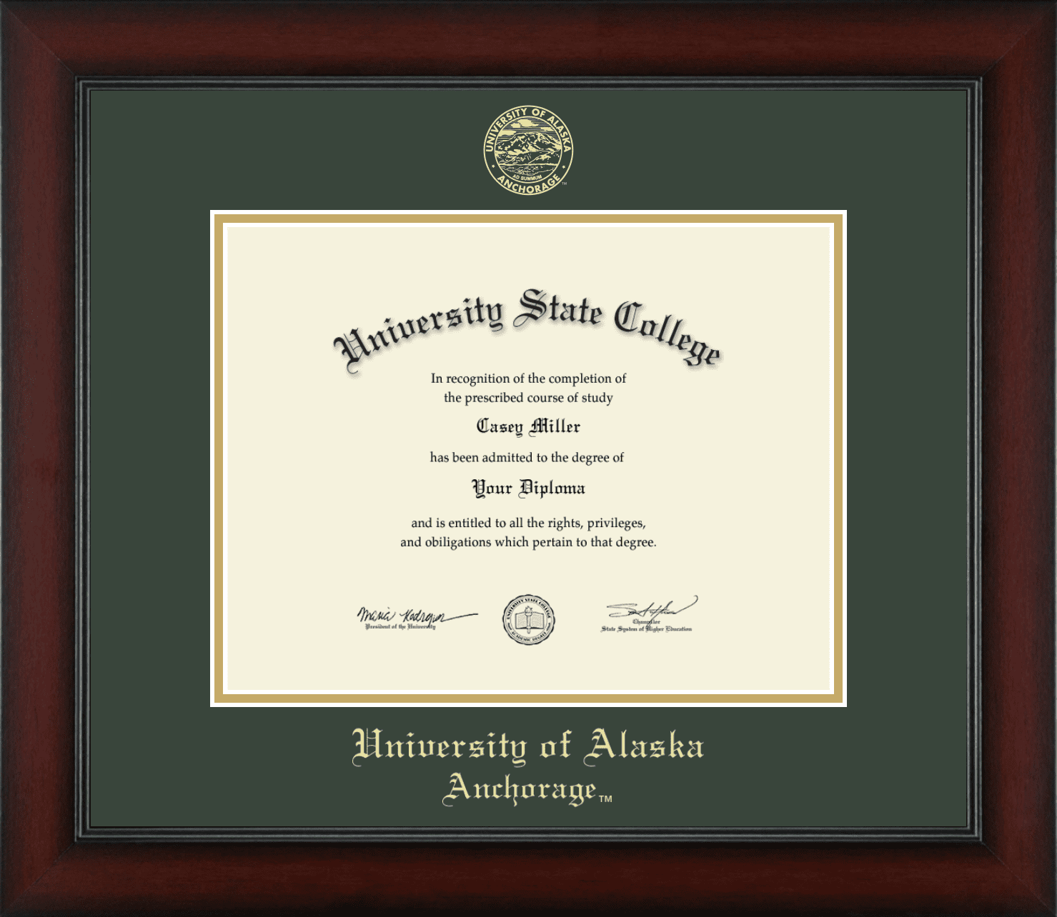 University of Alaska Anchorage Diploma Frame, Document Size 11" x 8.5 ...
