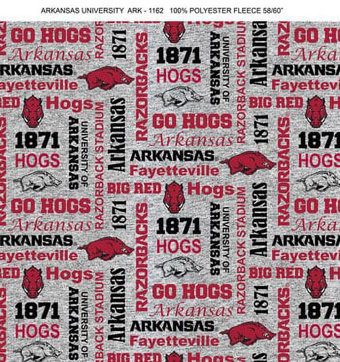 University of Arkansas Razorbacks Fleece Fabric with Verbiage Pattern ...