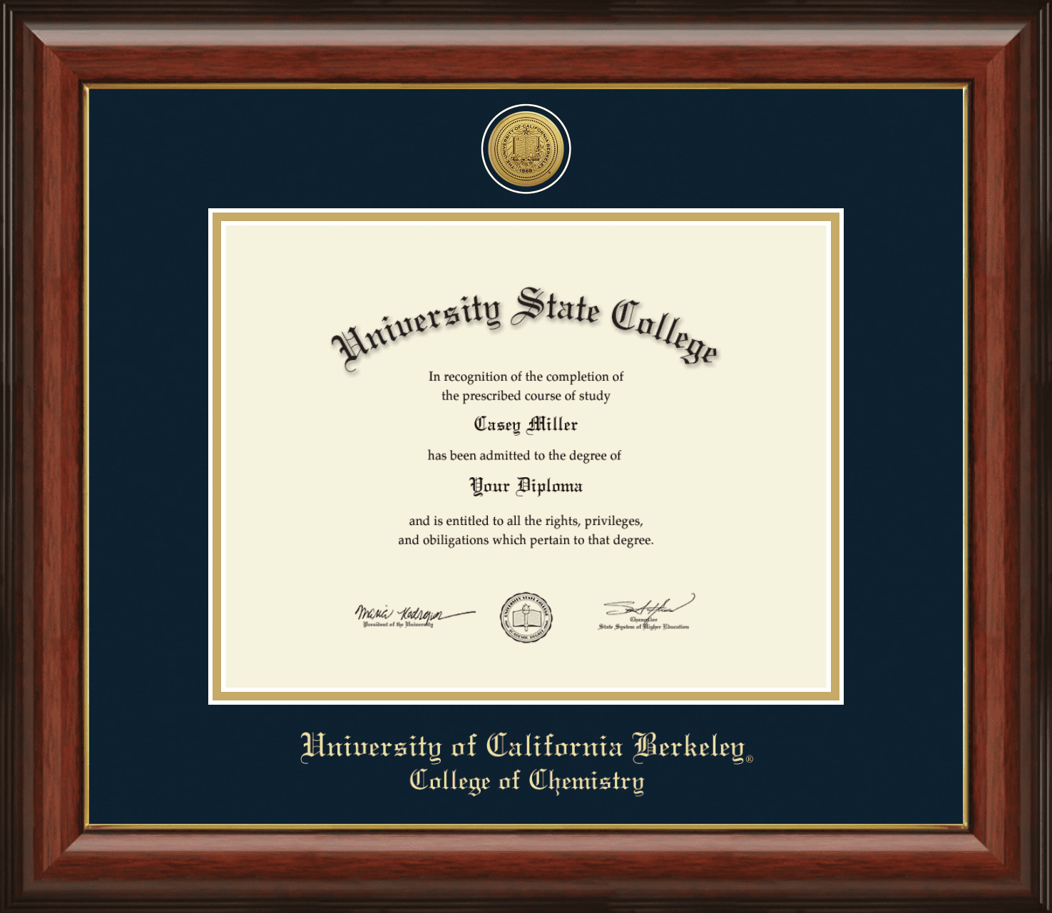 University of California Berkeley College of Chemistry Diploma Frame ...