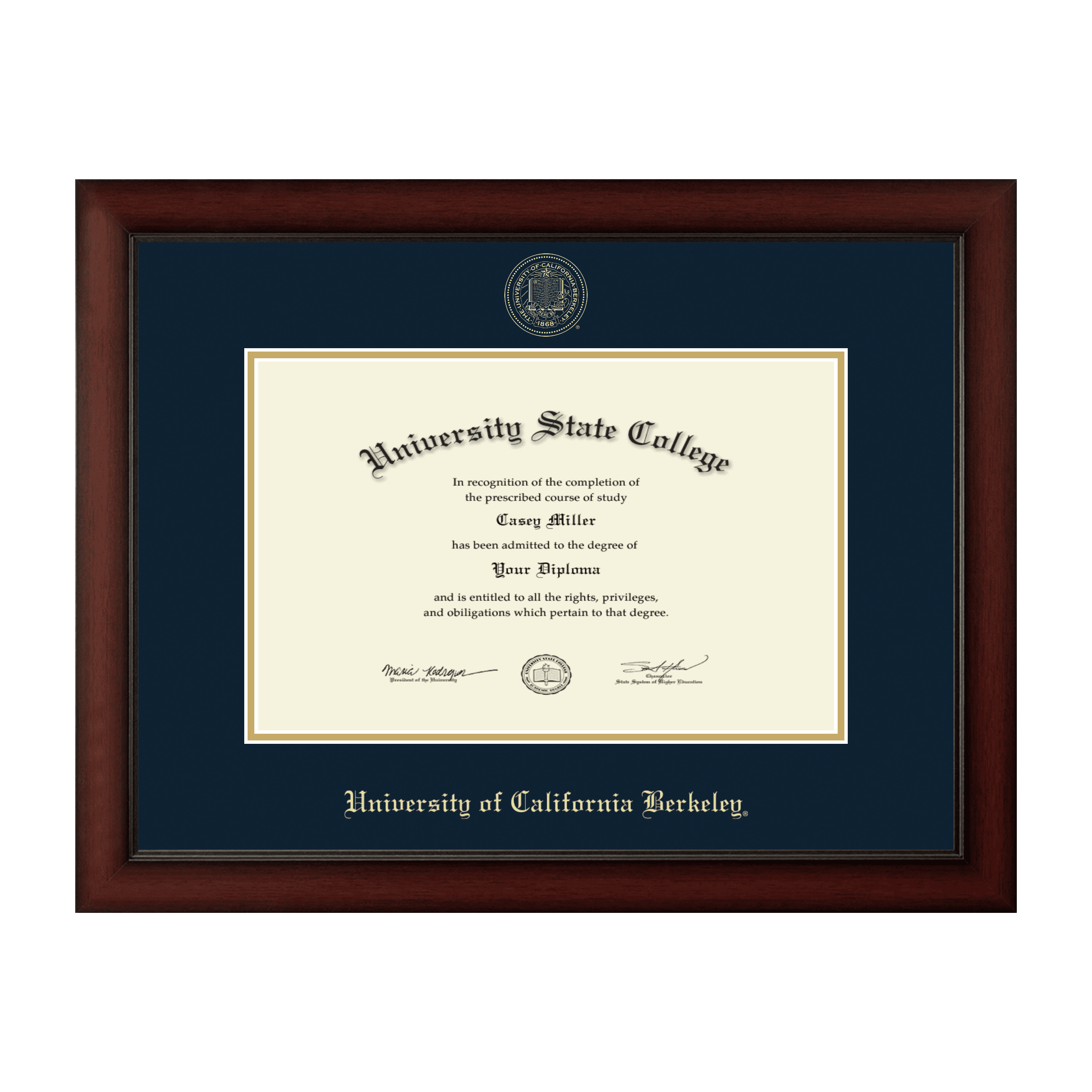 University of California Berkeley Diploma Frame, Document Size 17" x 11 ...