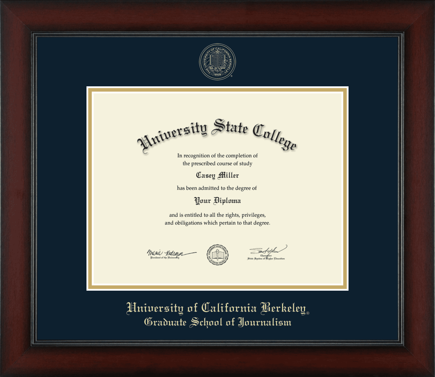 University of California Berkeley Graduate School of Journalism Diploma ...
