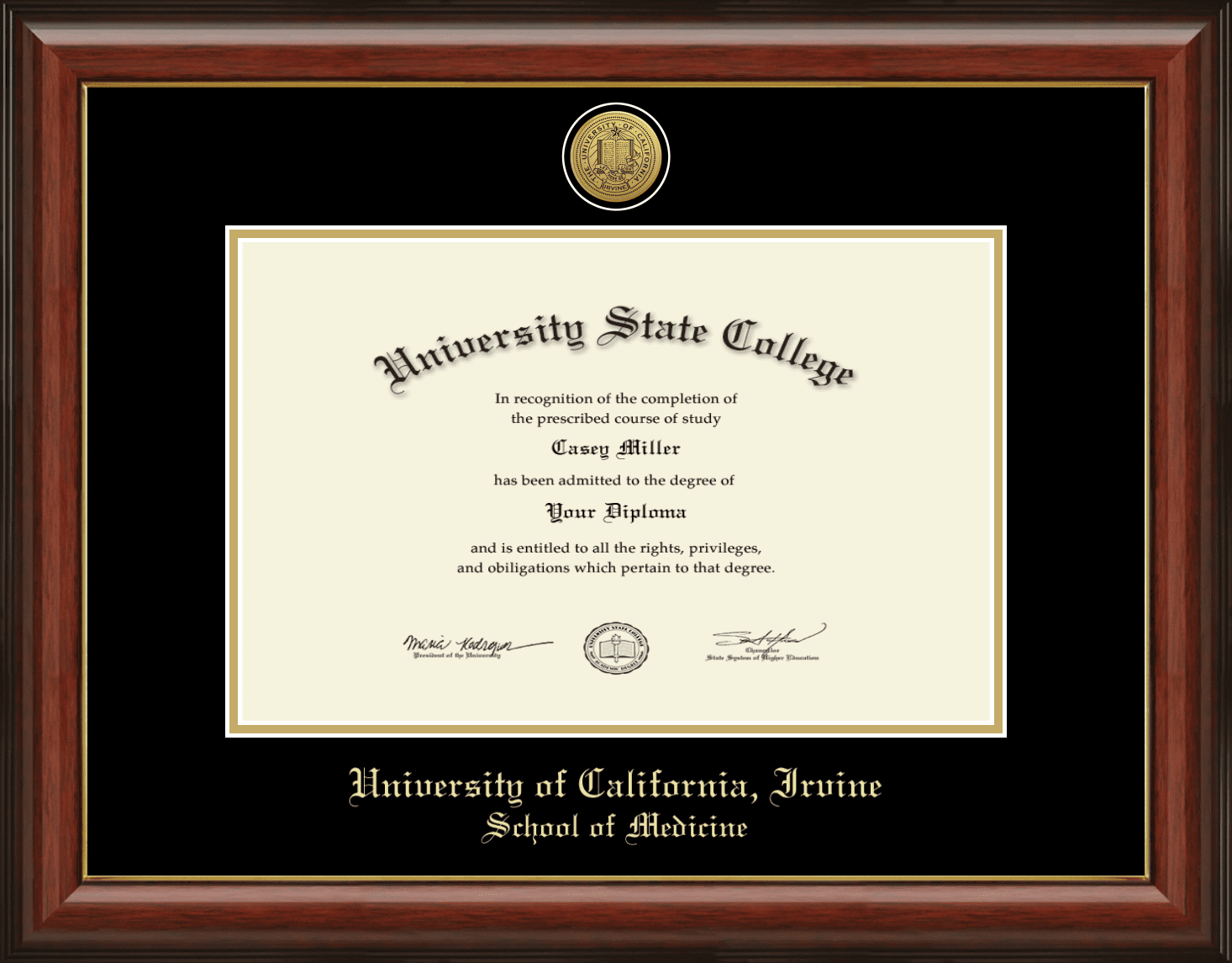 University of California Irvine School of Medicine Diploma Frame ...