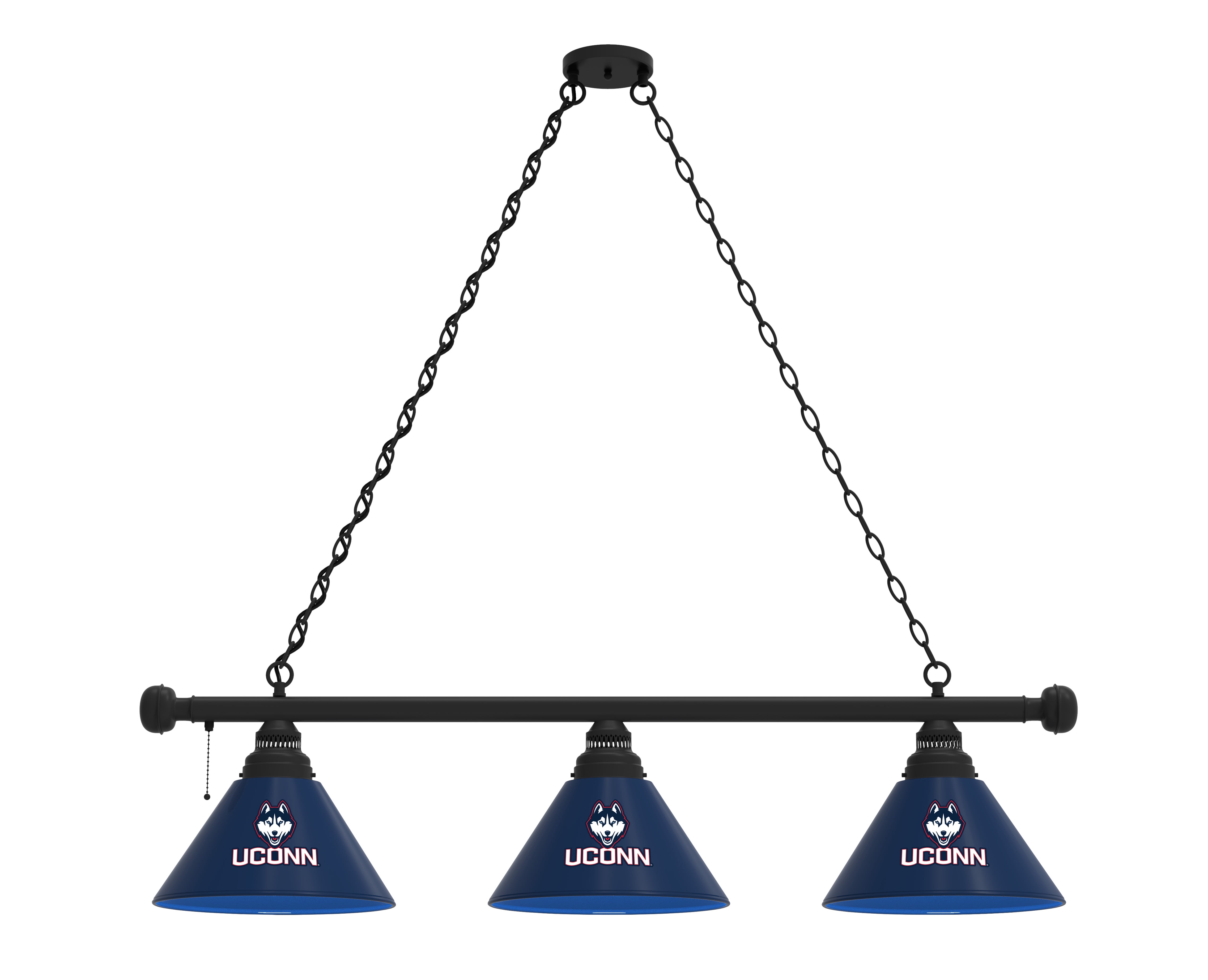 University of Connecticut 3 Shade Billiard Light with Black Fixture ...