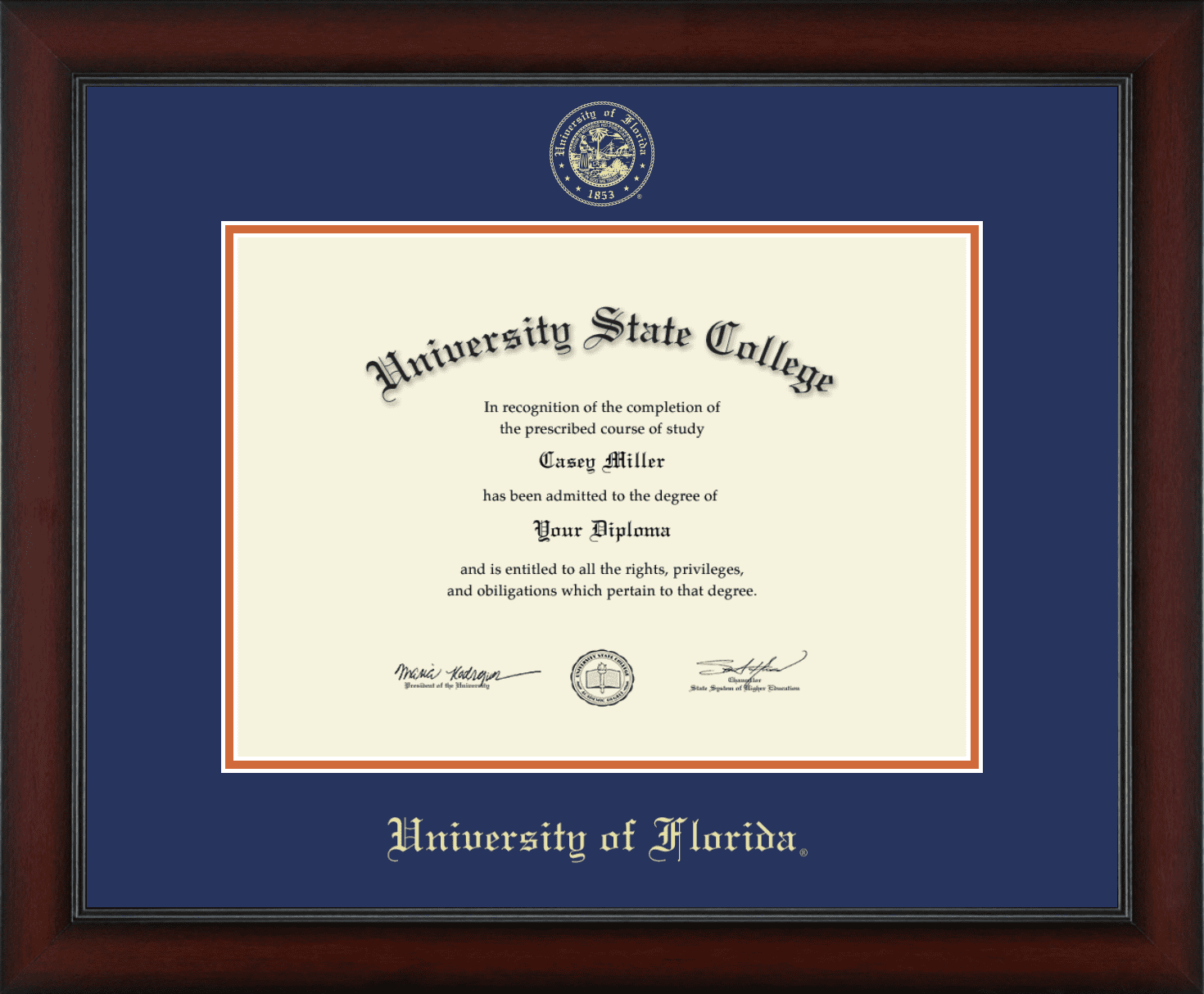 University of Florida Diploma Frame, Document Size 16" x 11.5 ...